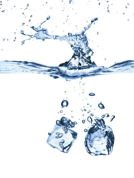 Ice cube dropped, isolated on white - Stock Image - Everypixel