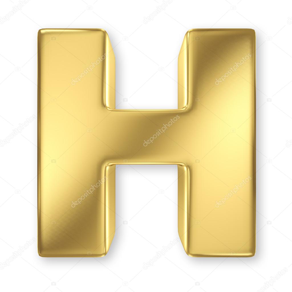 Letter H from gold solid alphabet — Stock Photo © smaglov #34119553