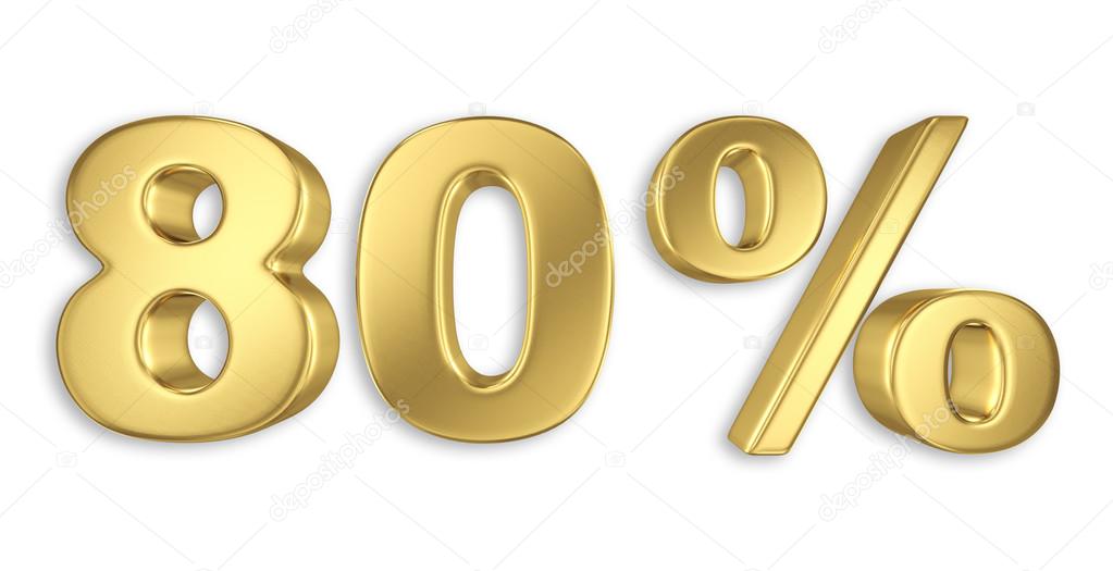 80 percent discount digits in gold metal, eighty percent off golden ...
