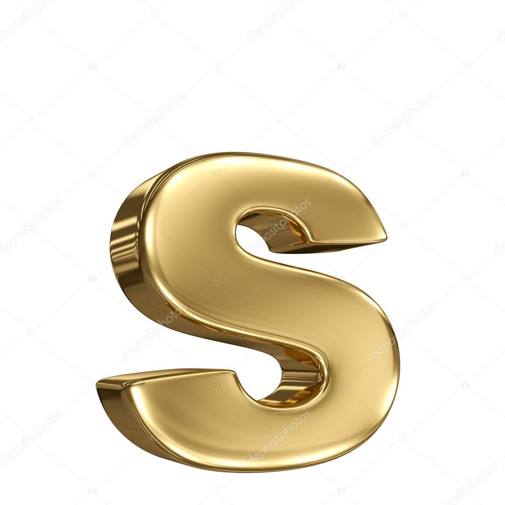 Letter s from gold solid alphabet Stock Photo by ©smaglov 34328127