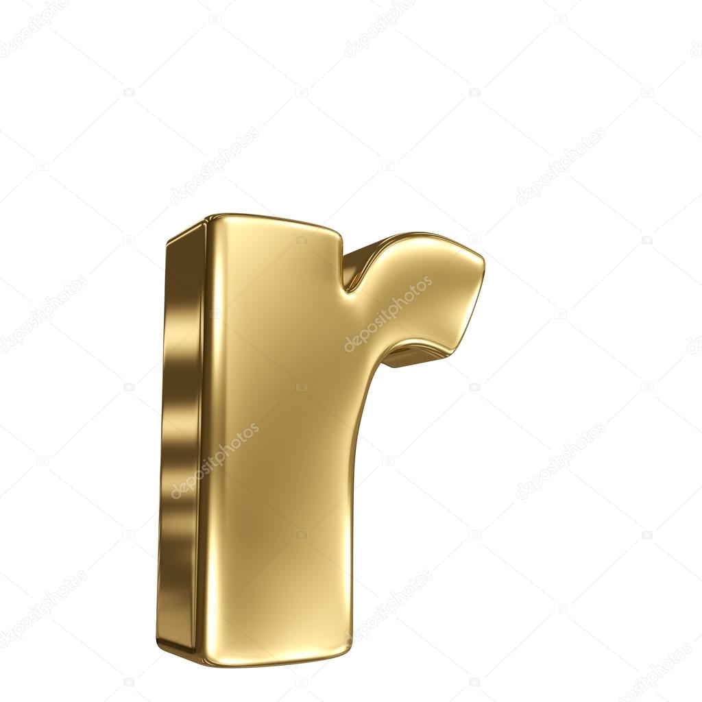 Letter r from gold solid alphabet — Stock Photo © smaglov #34329543