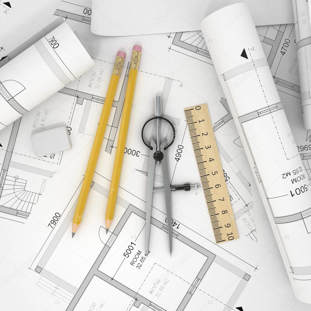 Construction plan in roll — Stock Photo © urfingus #31608515