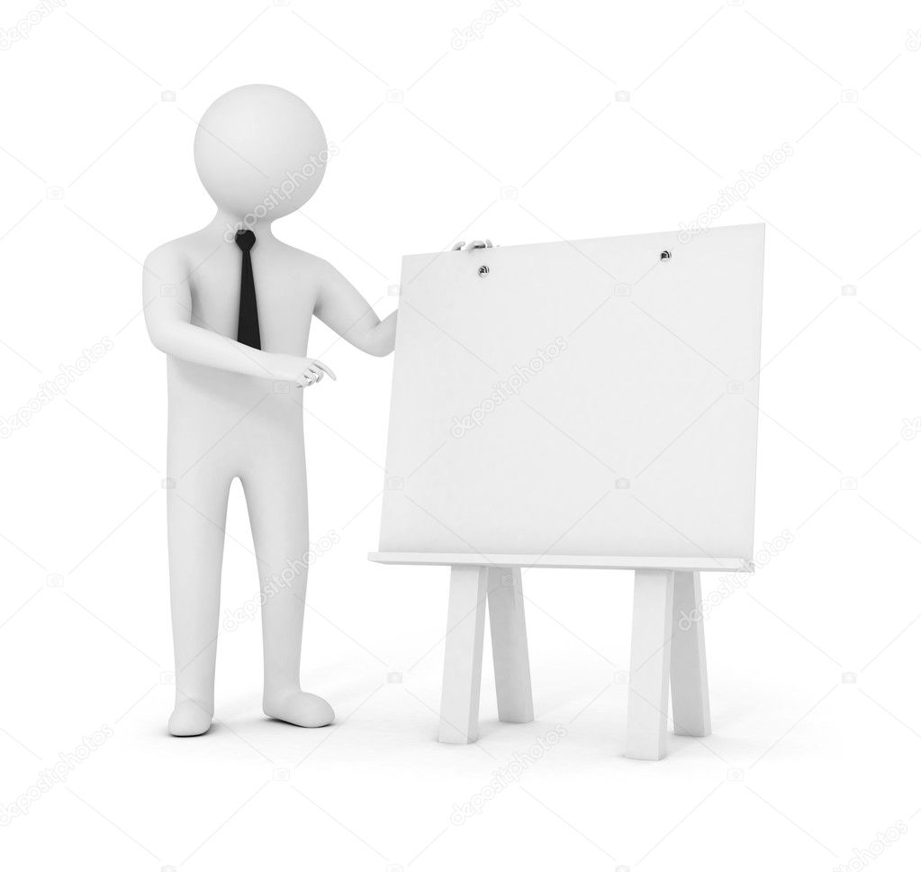 3d man and a blank board — Stock Photo © urfingus #32591719