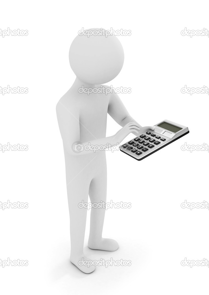 3d white man holding a calculator Stock Photo by ©urfingus 32966613