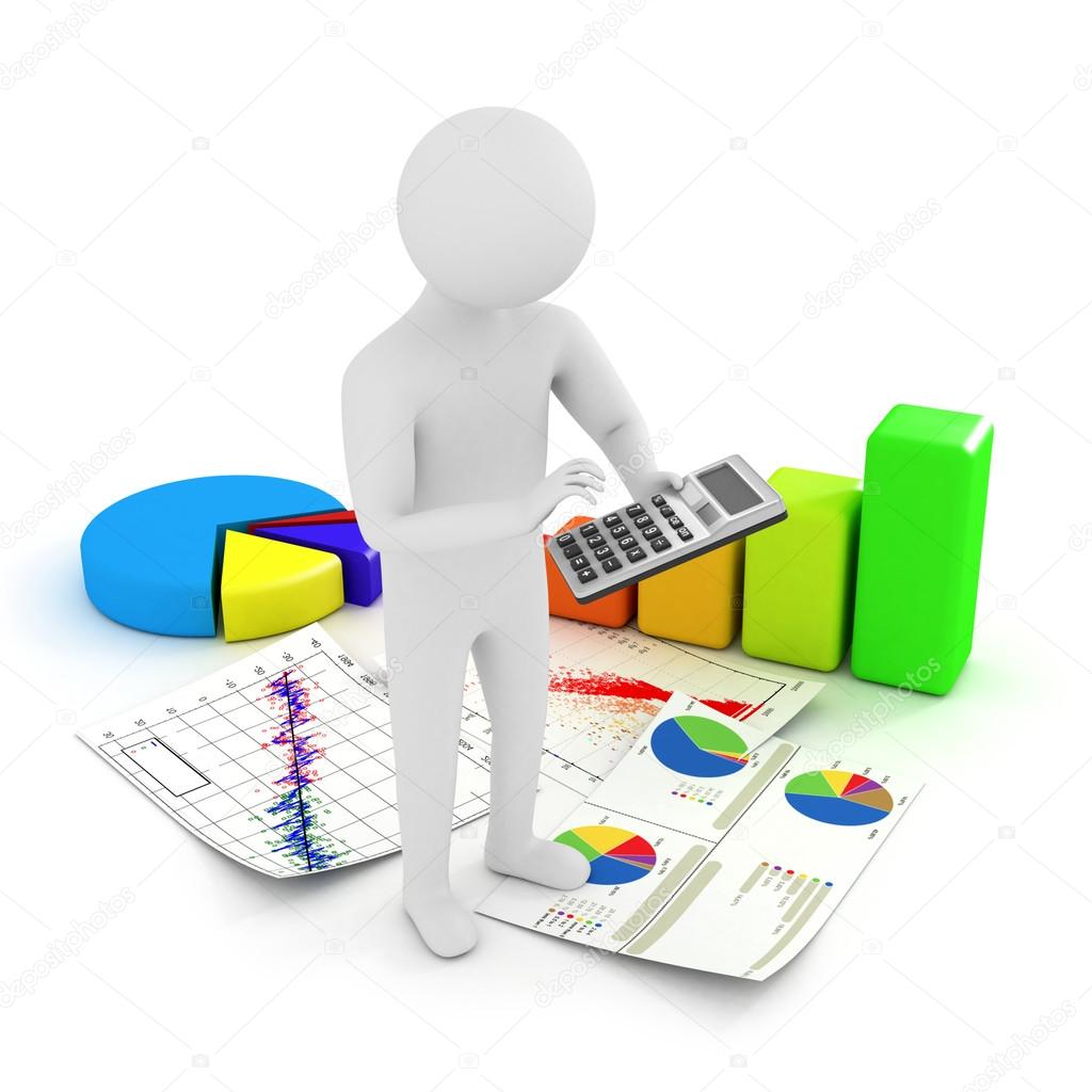 White 3d man with charts — Stock Photo © urfingus #33280225