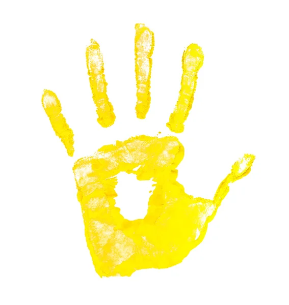 Lemon yellow handprint on an isolated white background Stock Photo by ...