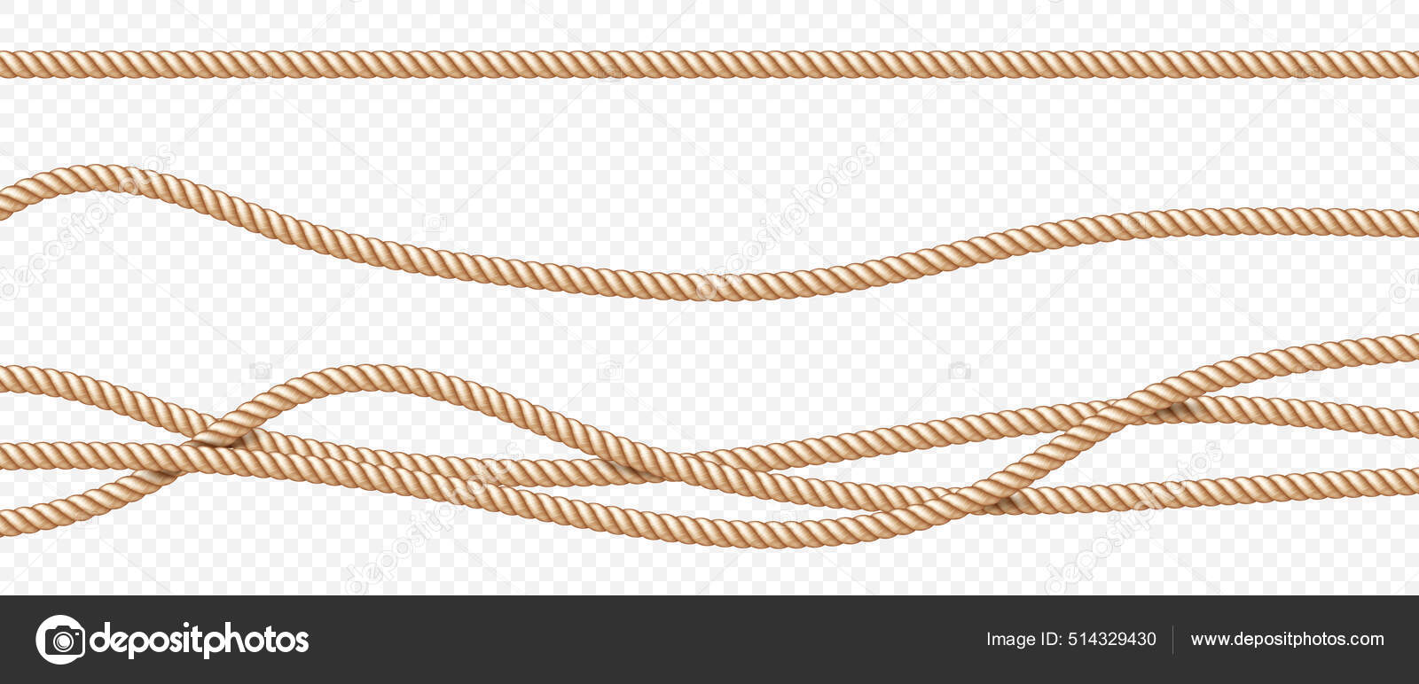 Realistic Vector Fiber Ropes Set Isolated Transparent Background Stock ...