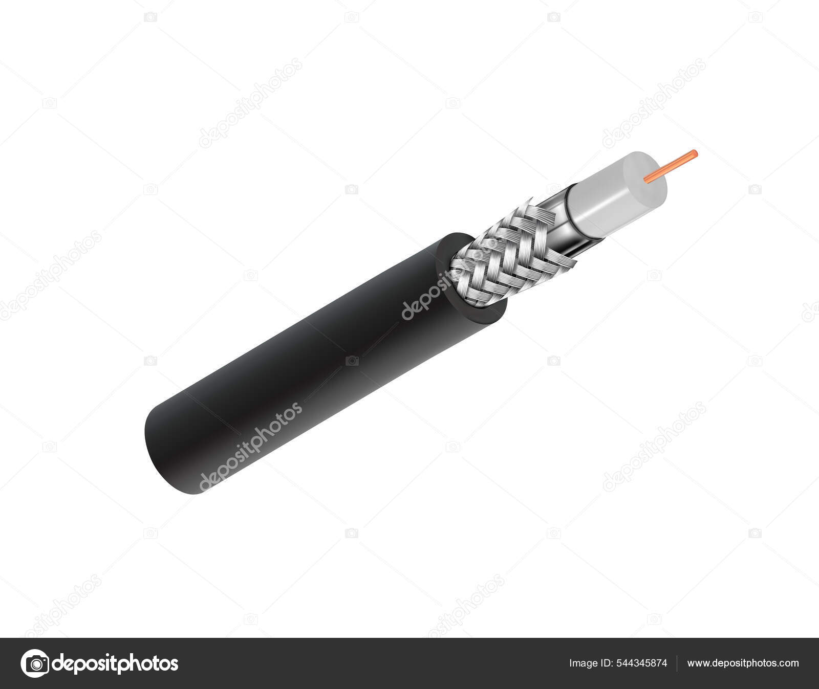 Coaxial Cable Structure White Background Vector Illustration Stock ...