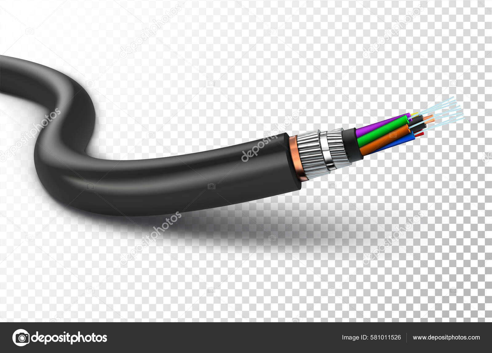 Cable Curl Structure Transparent Background Vector Illustration Stock ...