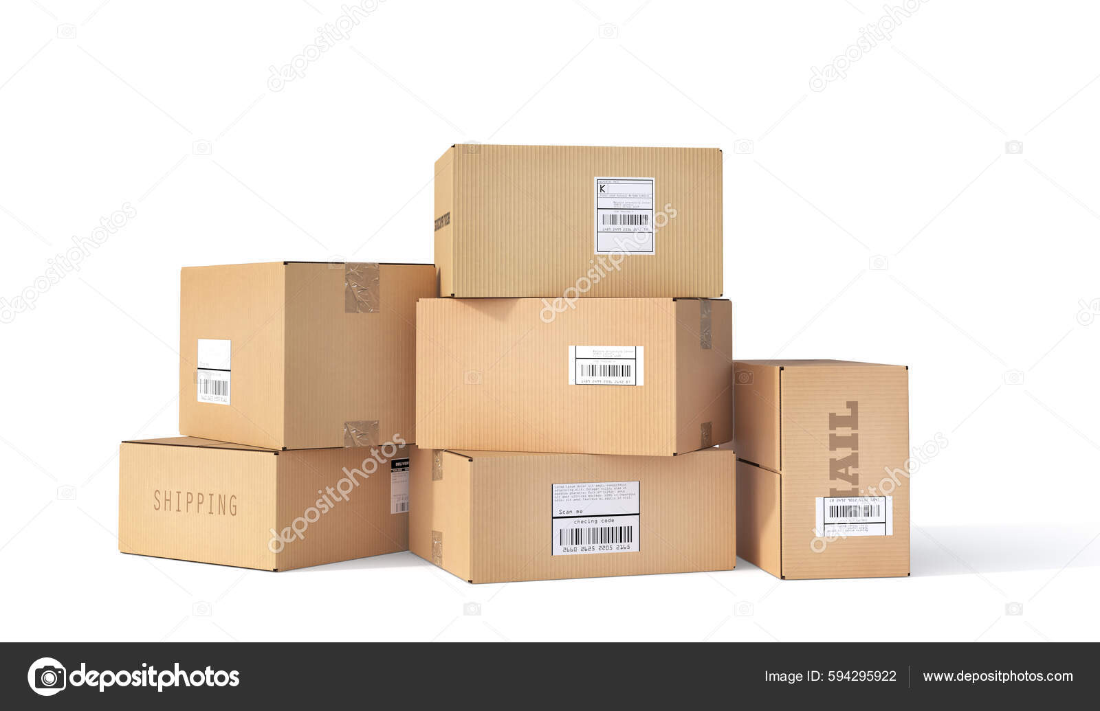 Mail Cardboard Boxes White Background Illustration — Stock Photo ...