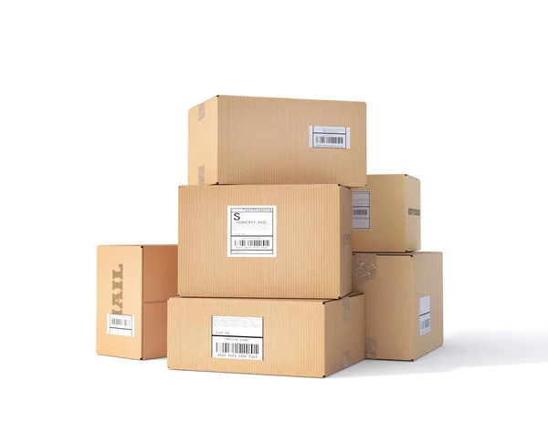 Mail Cardboard Boxes White Background Illustration — Stock Photo © urfingus #594295922