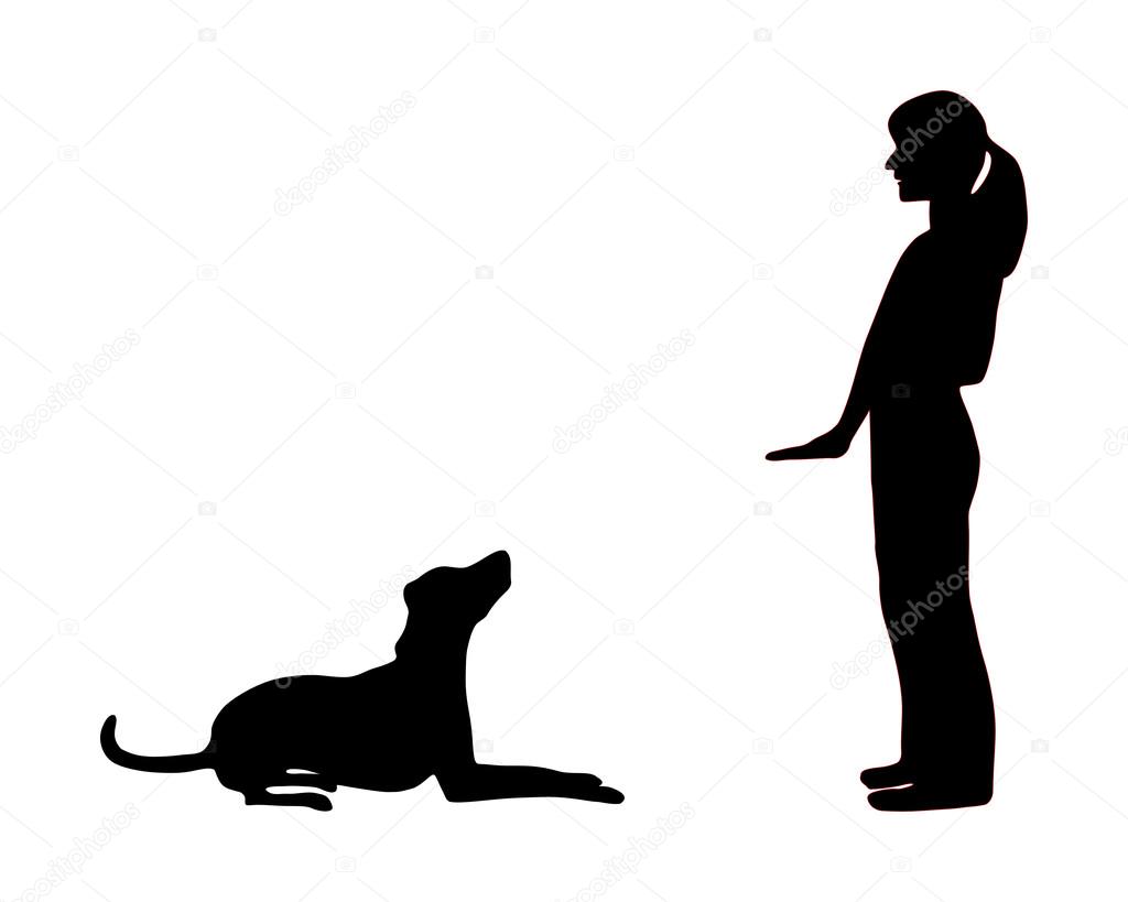 Dog training (obedience): command sit down Stock Vector by ©lantapix ...