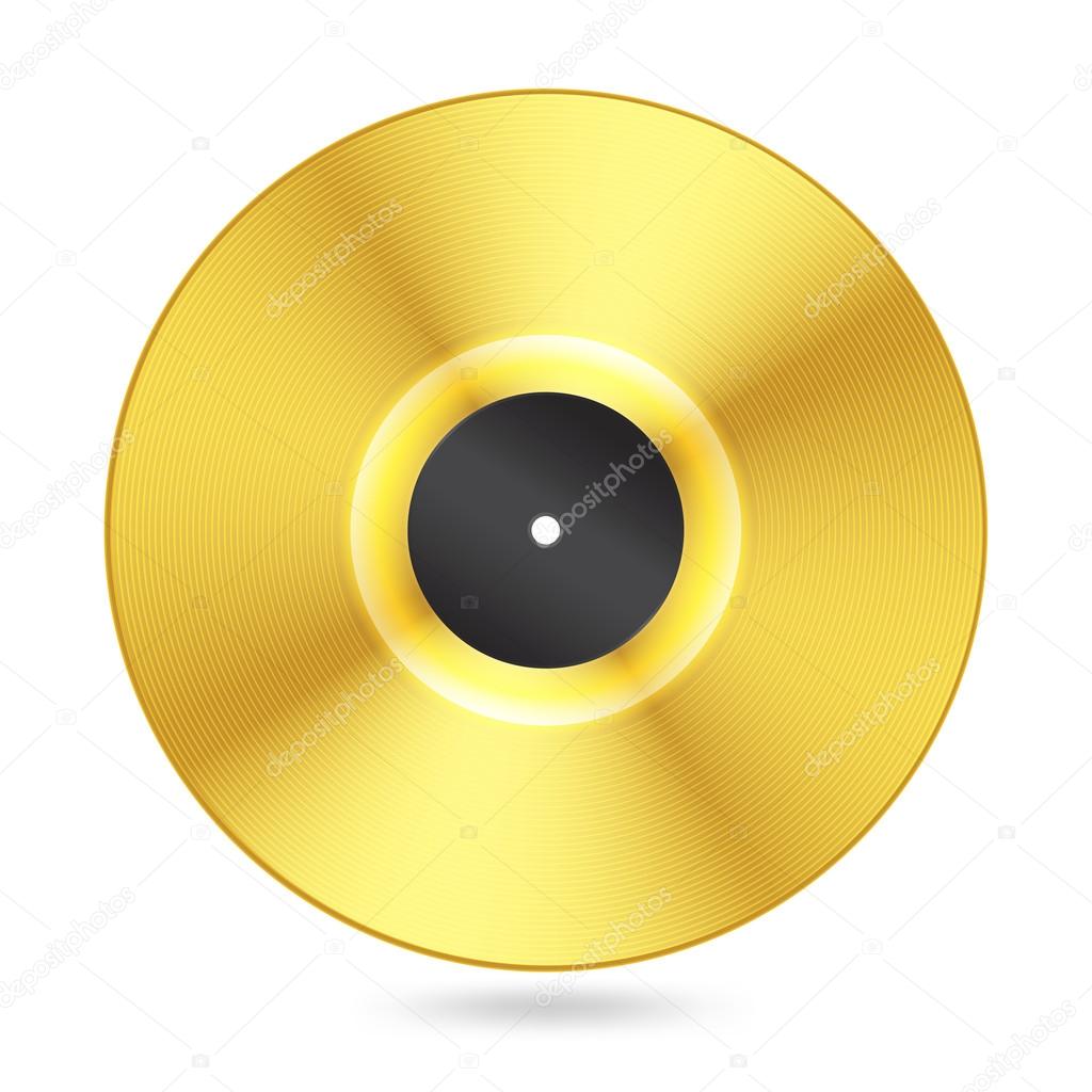 Realistic golden vinyl disc on white — Stock Vector © Ghenadie #18778789