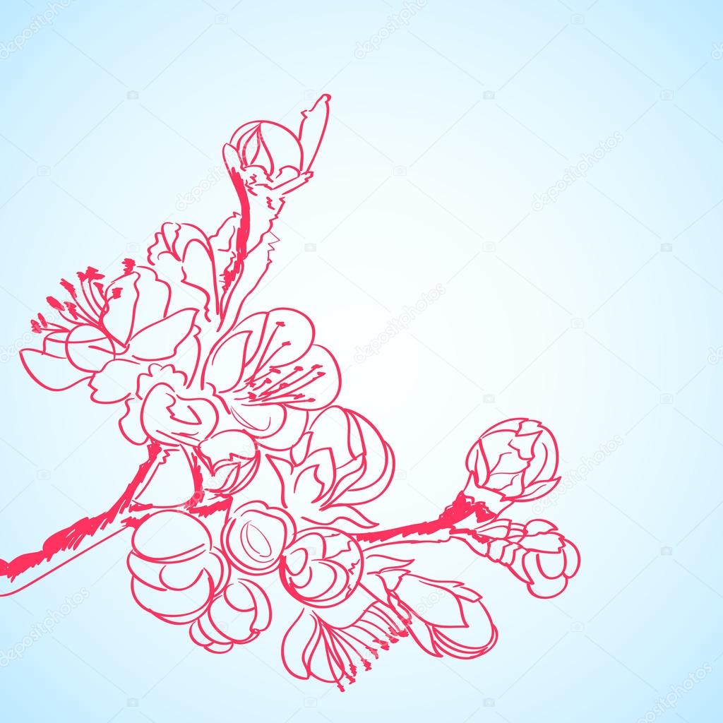 Background with red sakura flowers Stock Vector Image by ©Ghenadie ...