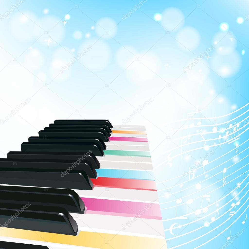 Piano background with notes and color keys Stock Vector Image by ...