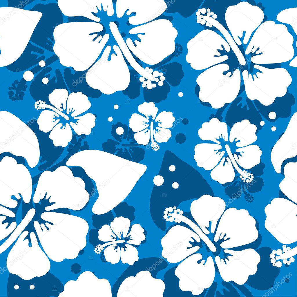 Seamless Pattern With Hawaiian Hibiscus Flower — Stock Vector