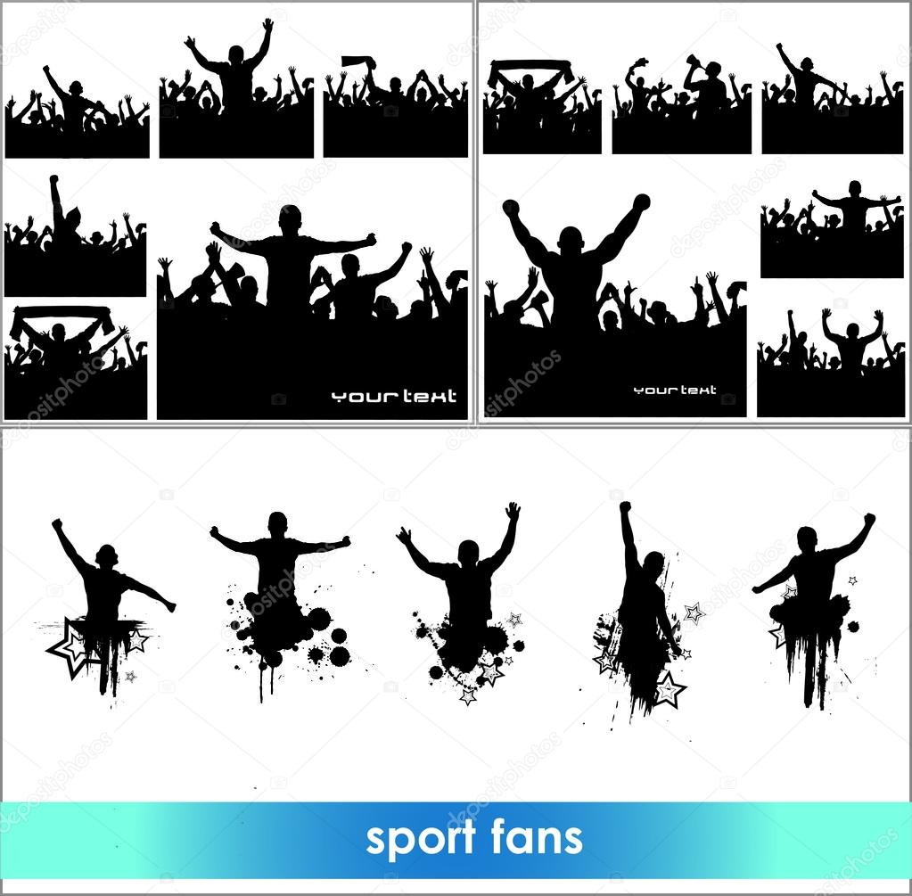 Set of poses from fans for sports championships and music concerts ...