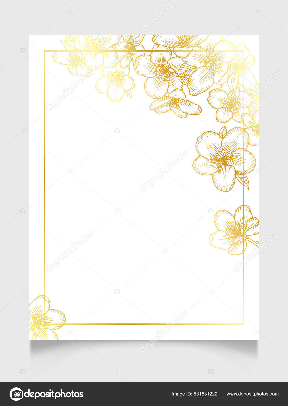 Floral Wedding Invitation Golden Elegant Card Template Stock Vector by ...