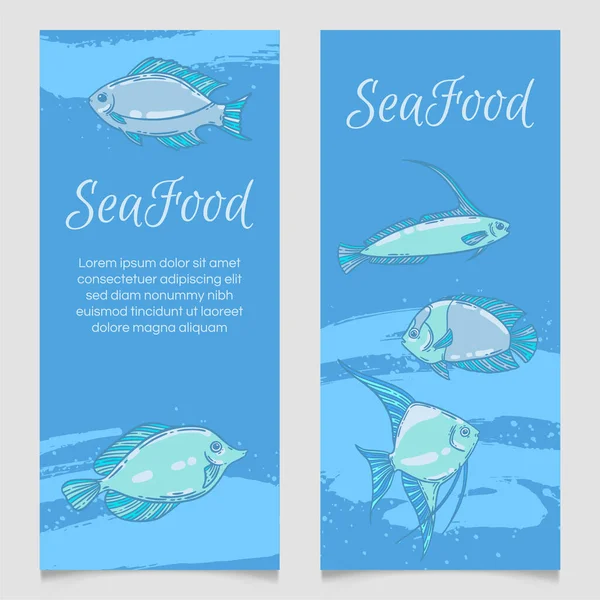 Templat Menu Restoran Seafood Ilustrasi Vektor Gambar Tangan Makanan ...
