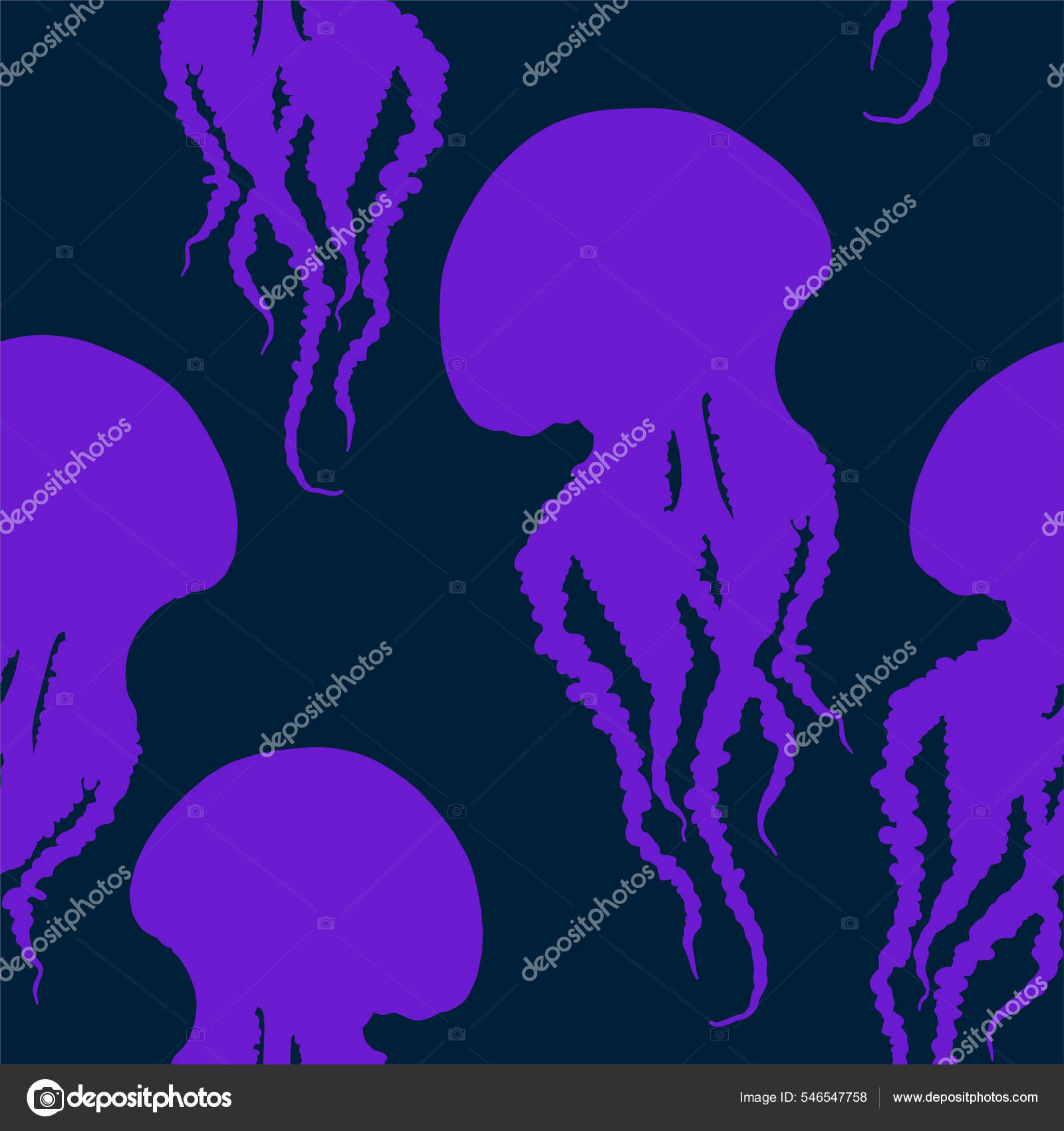 Mano Dibujado Medusas Vector Patrón Sin Costura Medusa Con Larga Vector ...