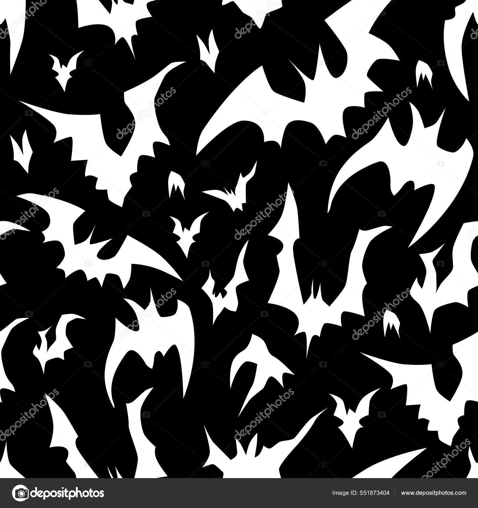 Flying Bats Vector Halloween Seamless Pattern Black White Design Background Stock Vector by ©de ...