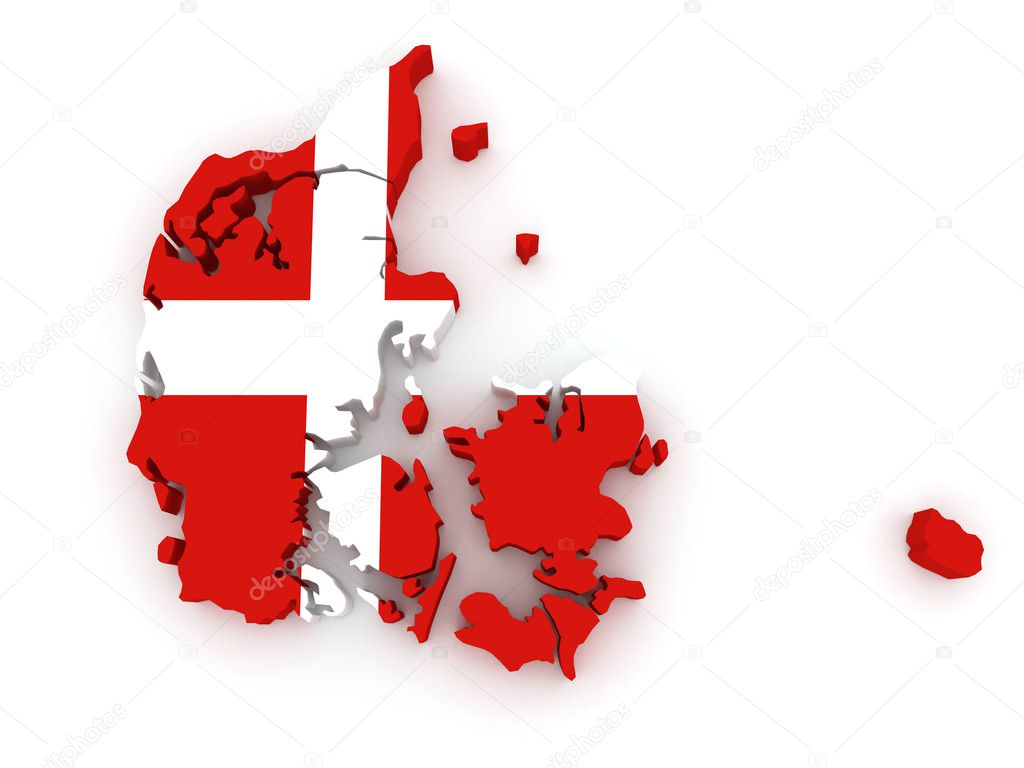 Three-dimensional map of Denmark. Stock Photo by ©Tatiana53 27880941