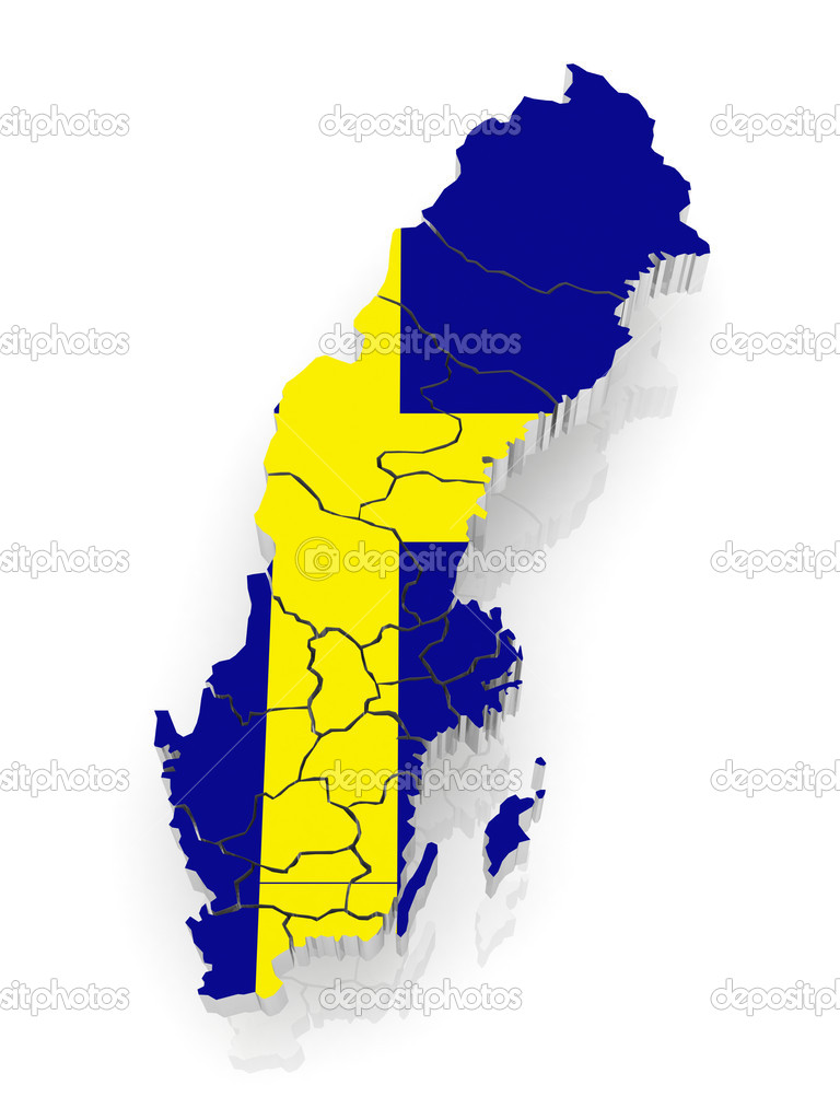 Three-dimensional map of Sweden. Stock Photo by ©Tatiana53 30544559