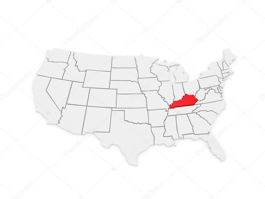 Mapa tridimensional de Kentucky. Estados Unidos . — Foto de stock ...