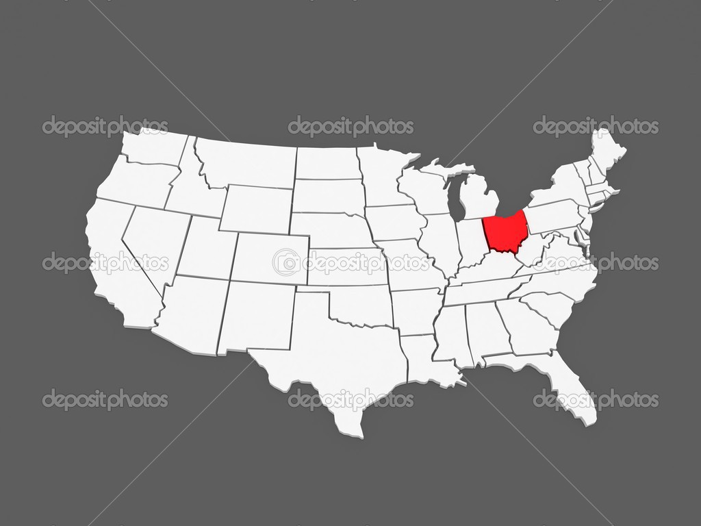 Three-dimensional map of Ohio. USA. — Stock Photo © Tatiana53 #47074803