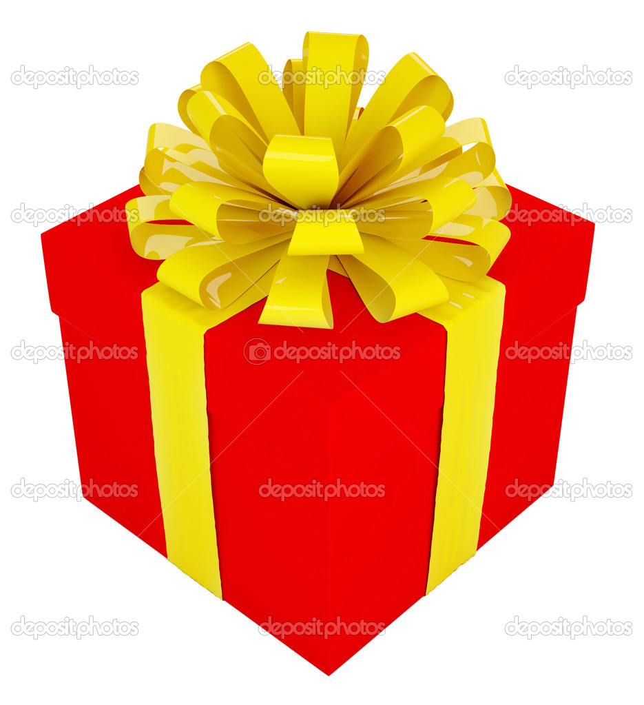 Big red gift box with a big yellow bow Stock Illustration by ©Nobilior ...