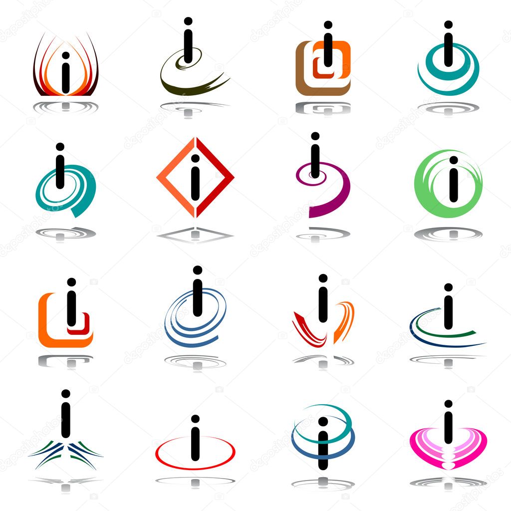 Abstract icons with letter "i". Design elements set. Stock Vector Image ...
