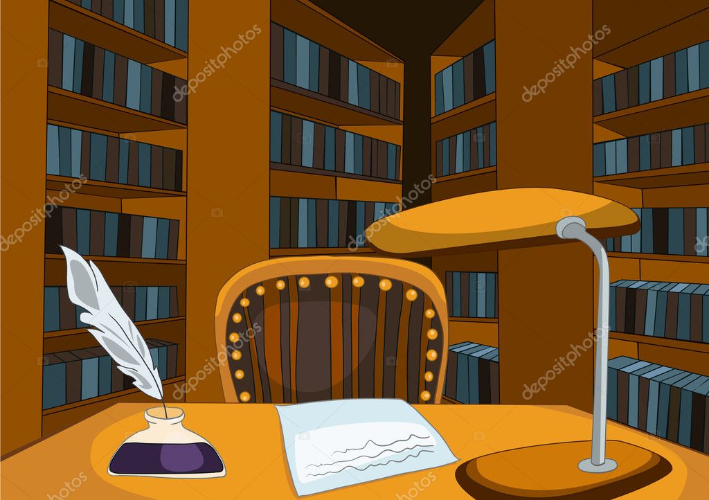 Biblioteca Sala de dibujos animados Vector de Stock de ...