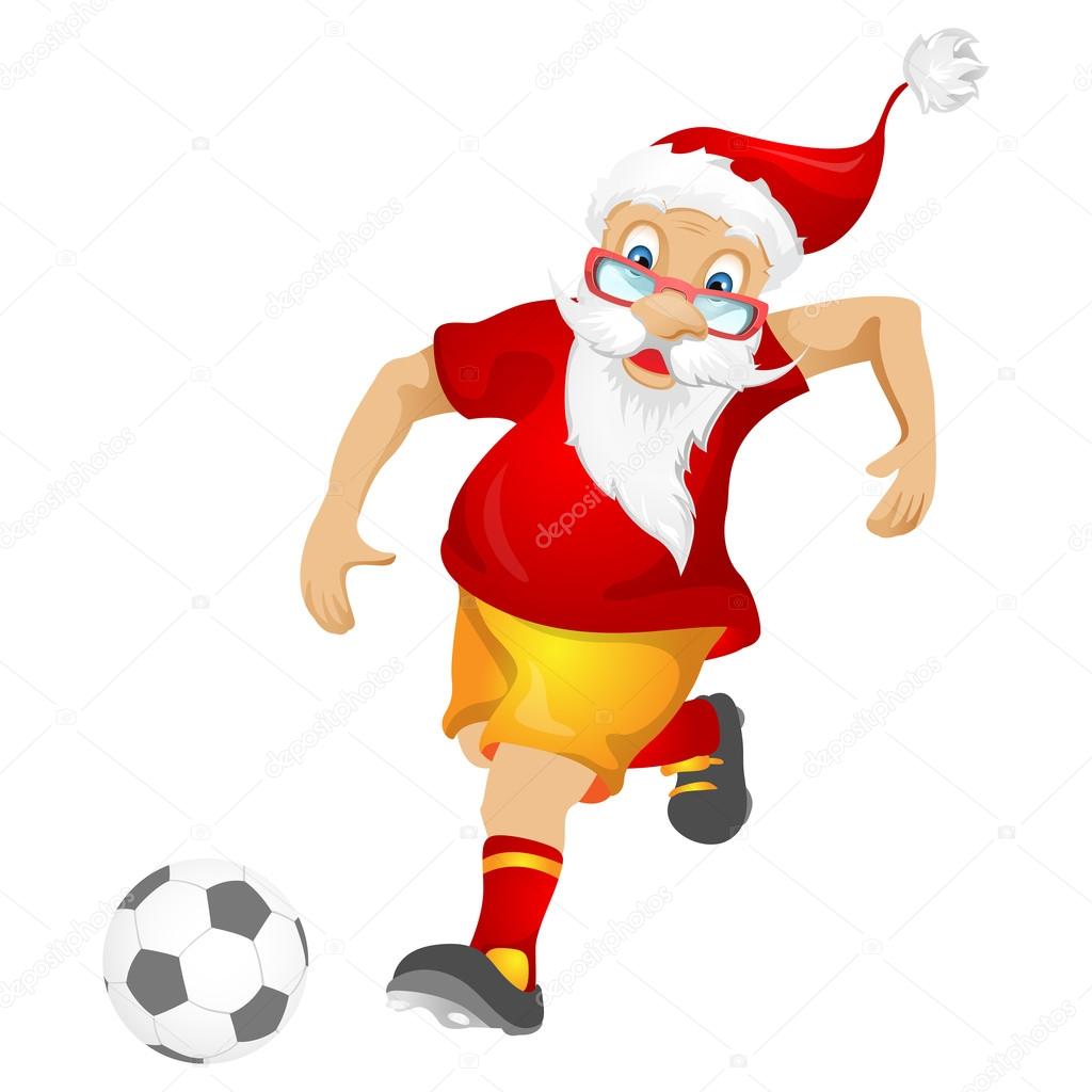 Santa Playing Football Clipart