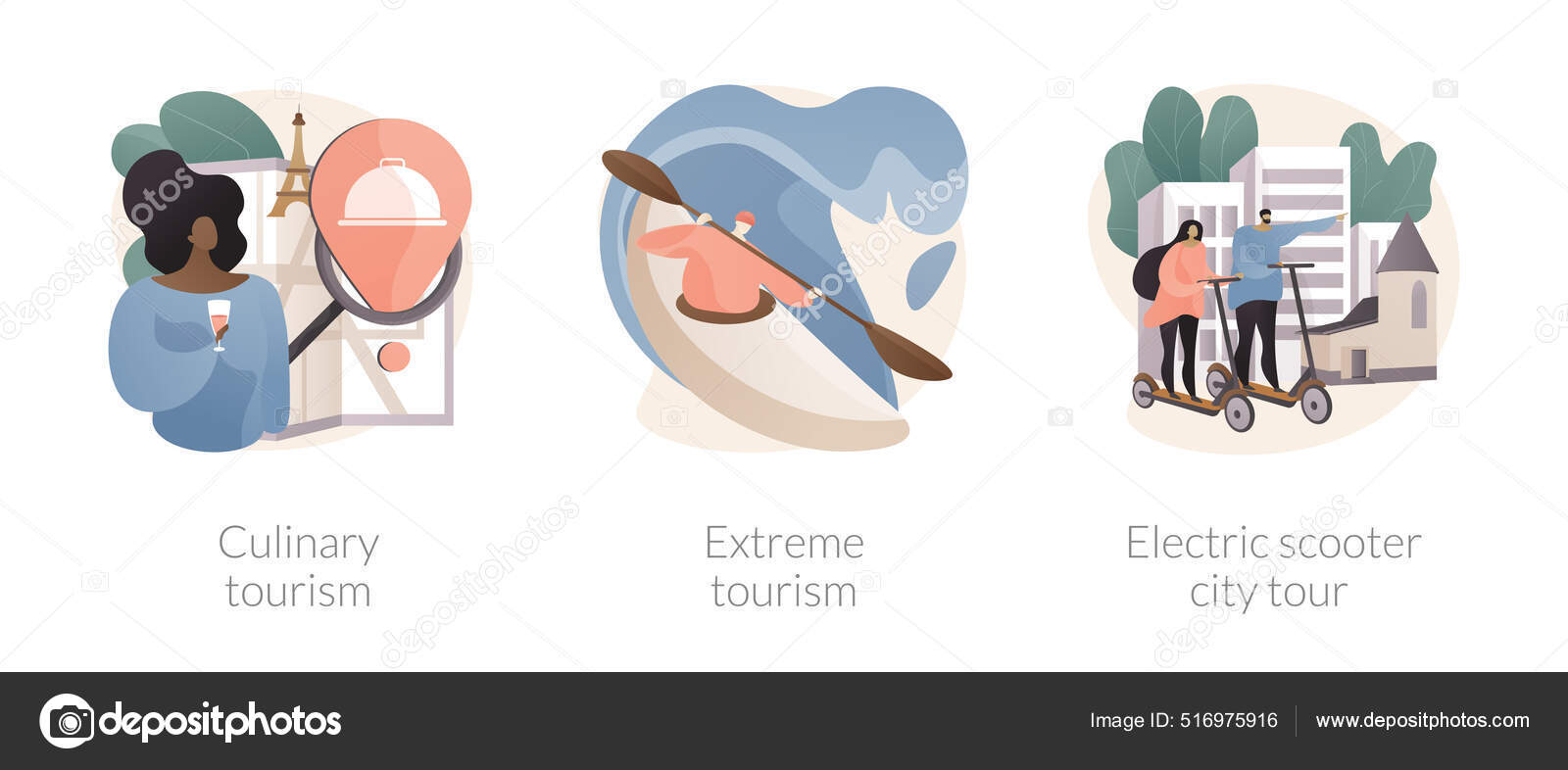 Authentic travel experience abstract concept vector illustrations ...
