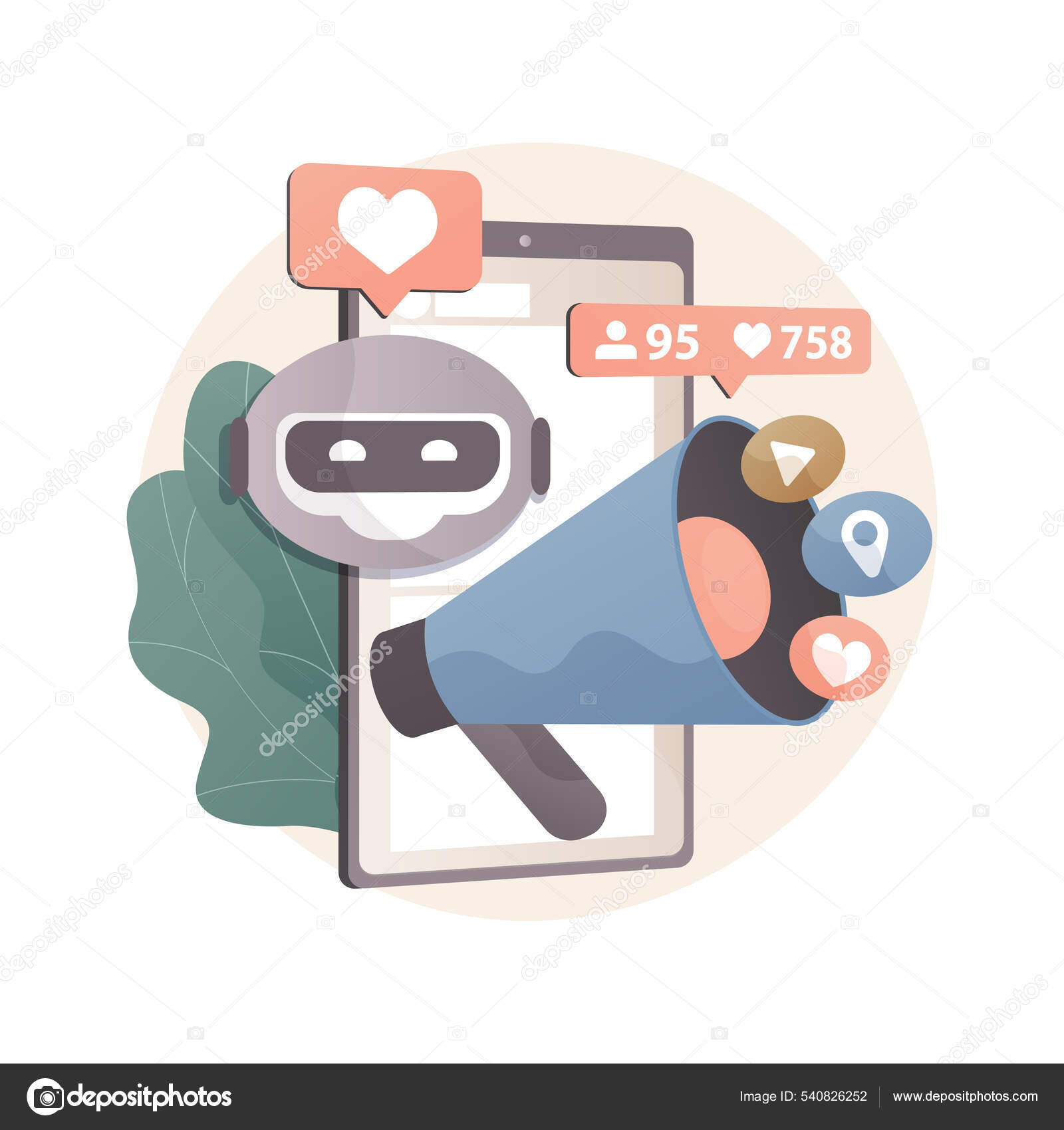 Artificial intelligence in social media abstract concept vector illustration. Stock Vector by ...