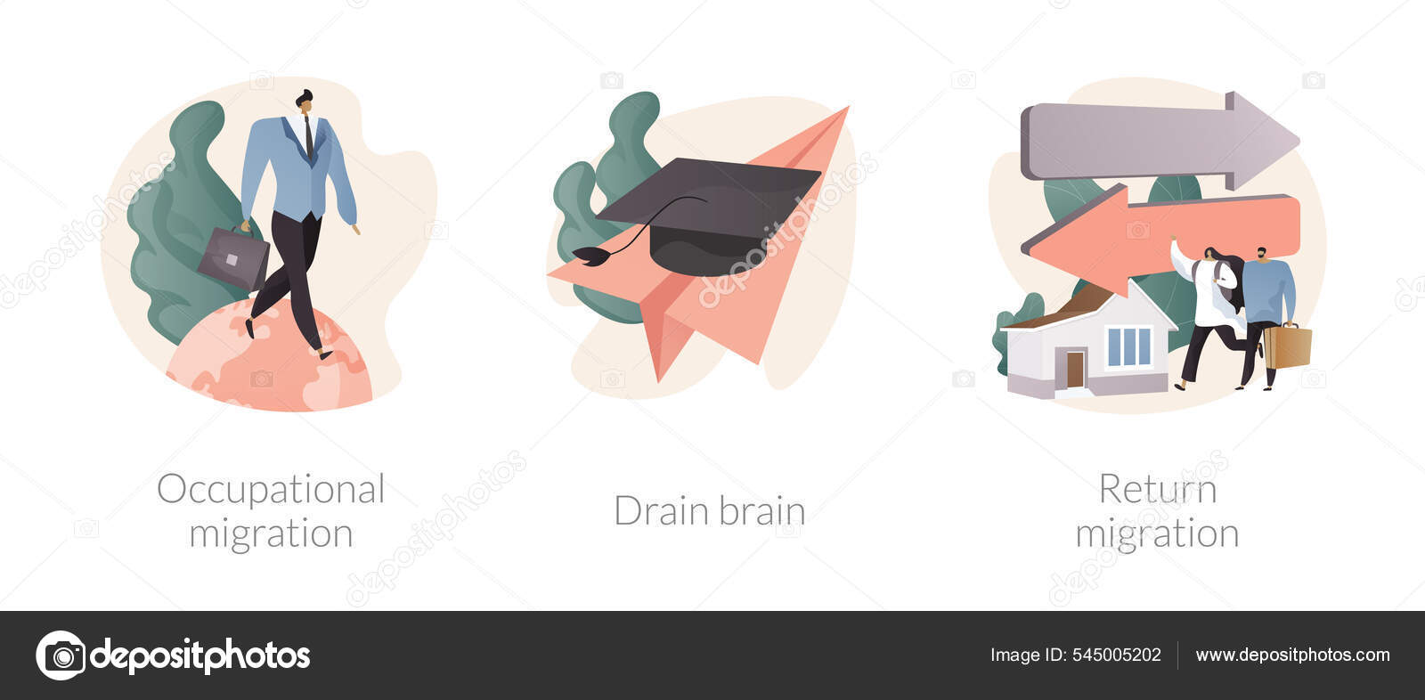 Emigration of trained workers abstract concept vector illustrations ...