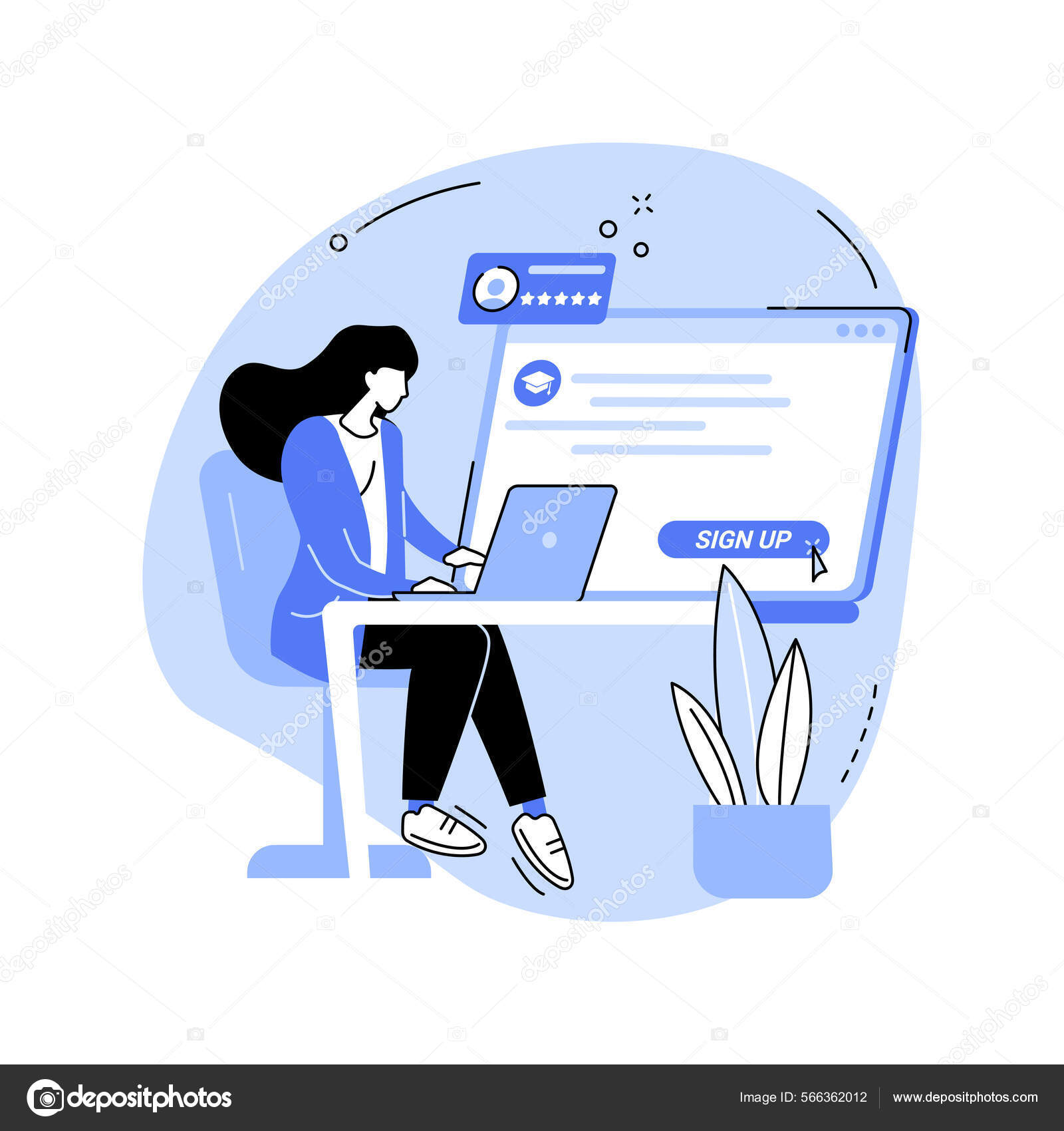 Signing up for a course isolated cartoon vector illustrations. Stock ...