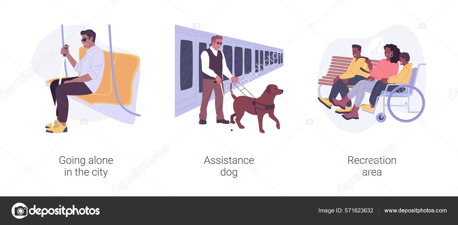 Accessible city isolated cartoon vector illustrations set. Stock Vector ...