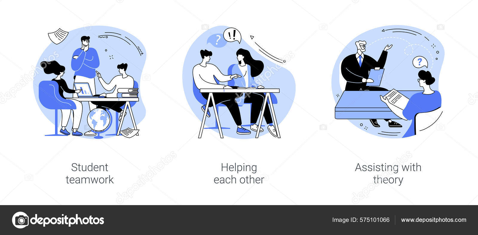 Peer Tutoring Isolated Cartoon Vector Illustrations Set Student ...