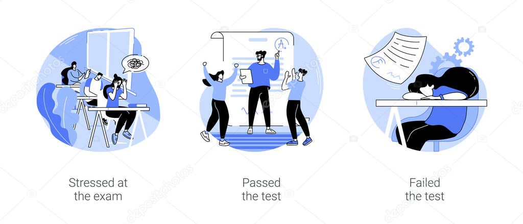 Exámenes ilustraciones vectoriales de dibujos animados aislados ...