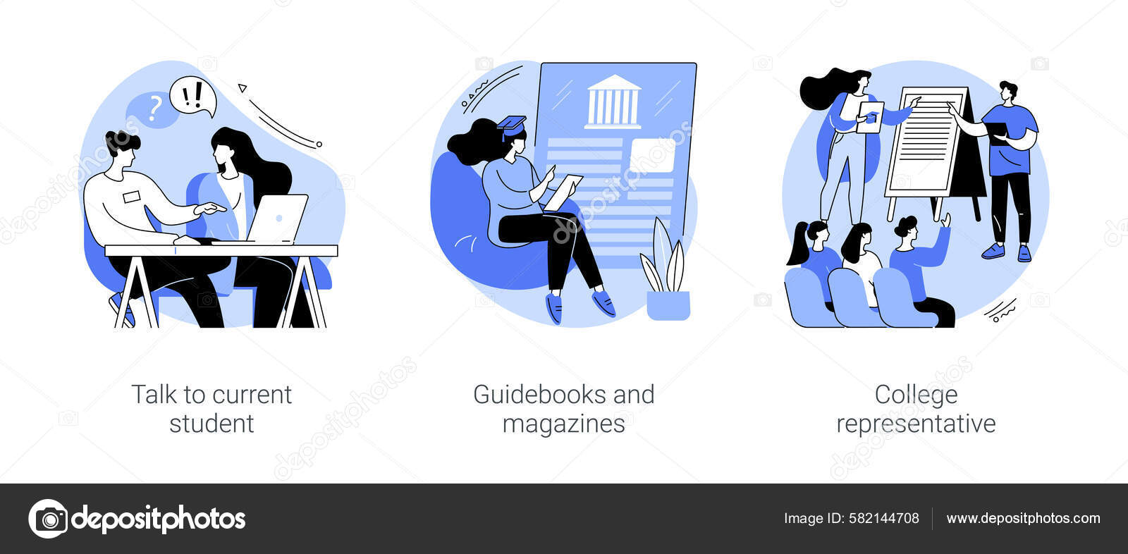 Choosing College Isolated Cartoon Vector Illustrations Set School Graduate Talk Stock Vector ...