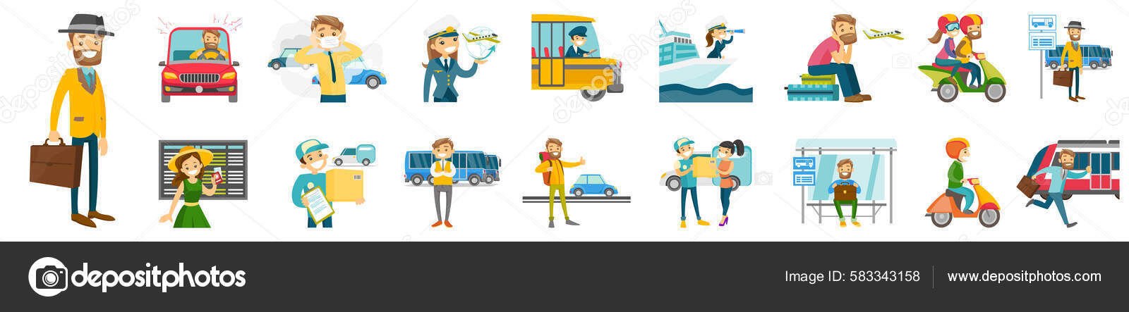 Image vectorielle Smiley Dessin Animé Plat Illustration Ensemble ...