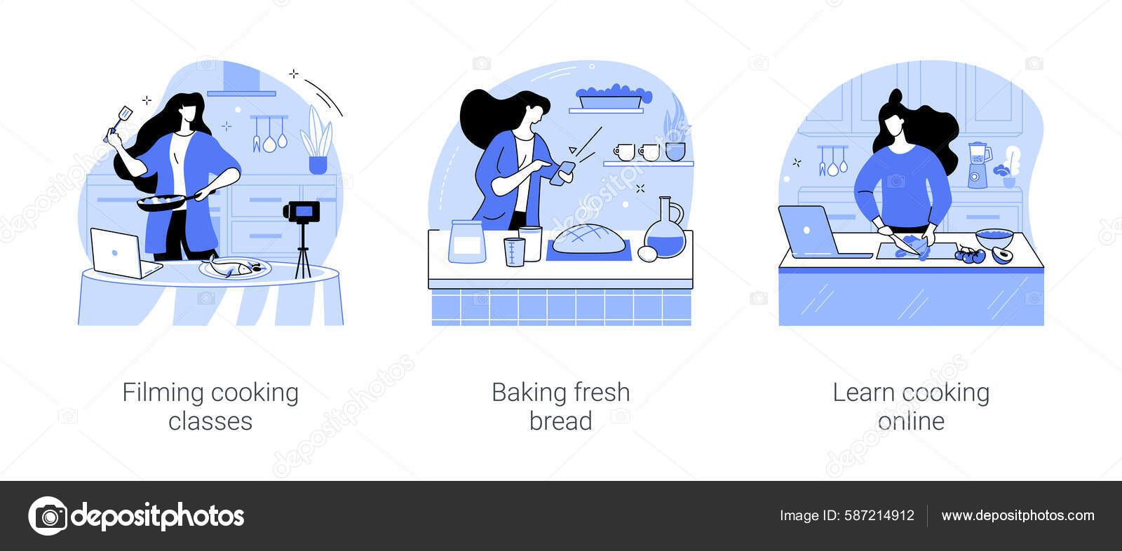 Learn Cooking Isolated Cartoon Vector Illustrations Set Showing Food ...