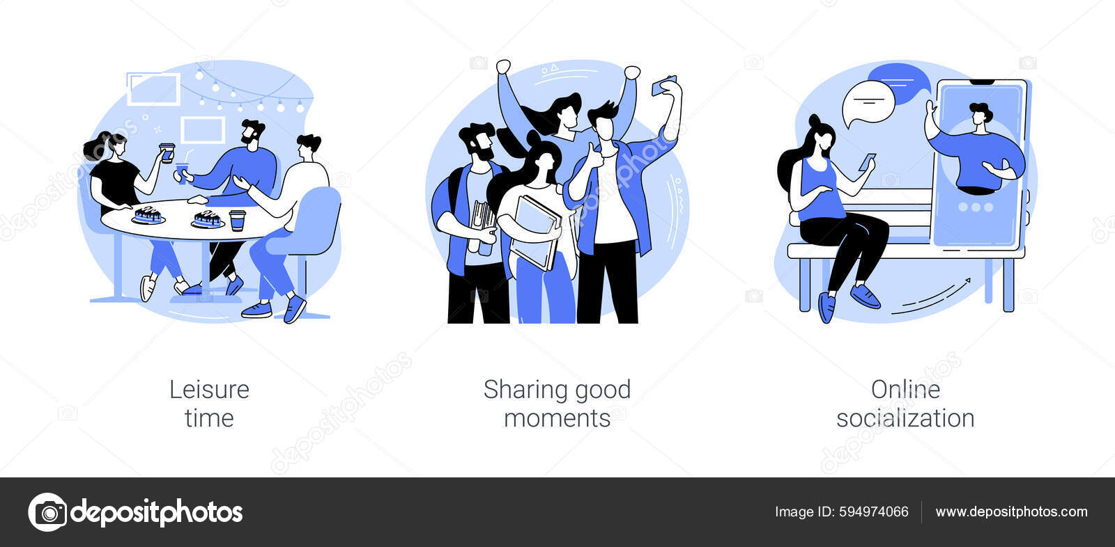 Students Socialization Isolated Cartoon Vector Illustrations Set Happy ...