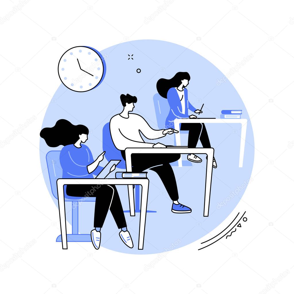 Writing Test Isolated Cartoon Vector Illustrations Group Students ...