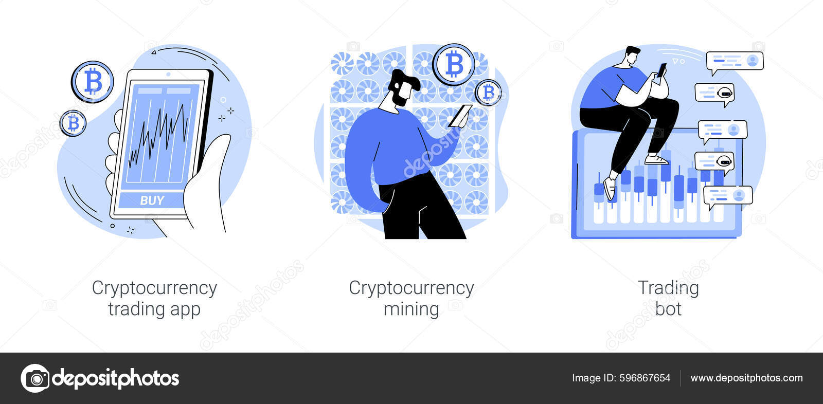 Cryptocurrency Trade Isolated Cartoon Vector Illustrations Set Person ...