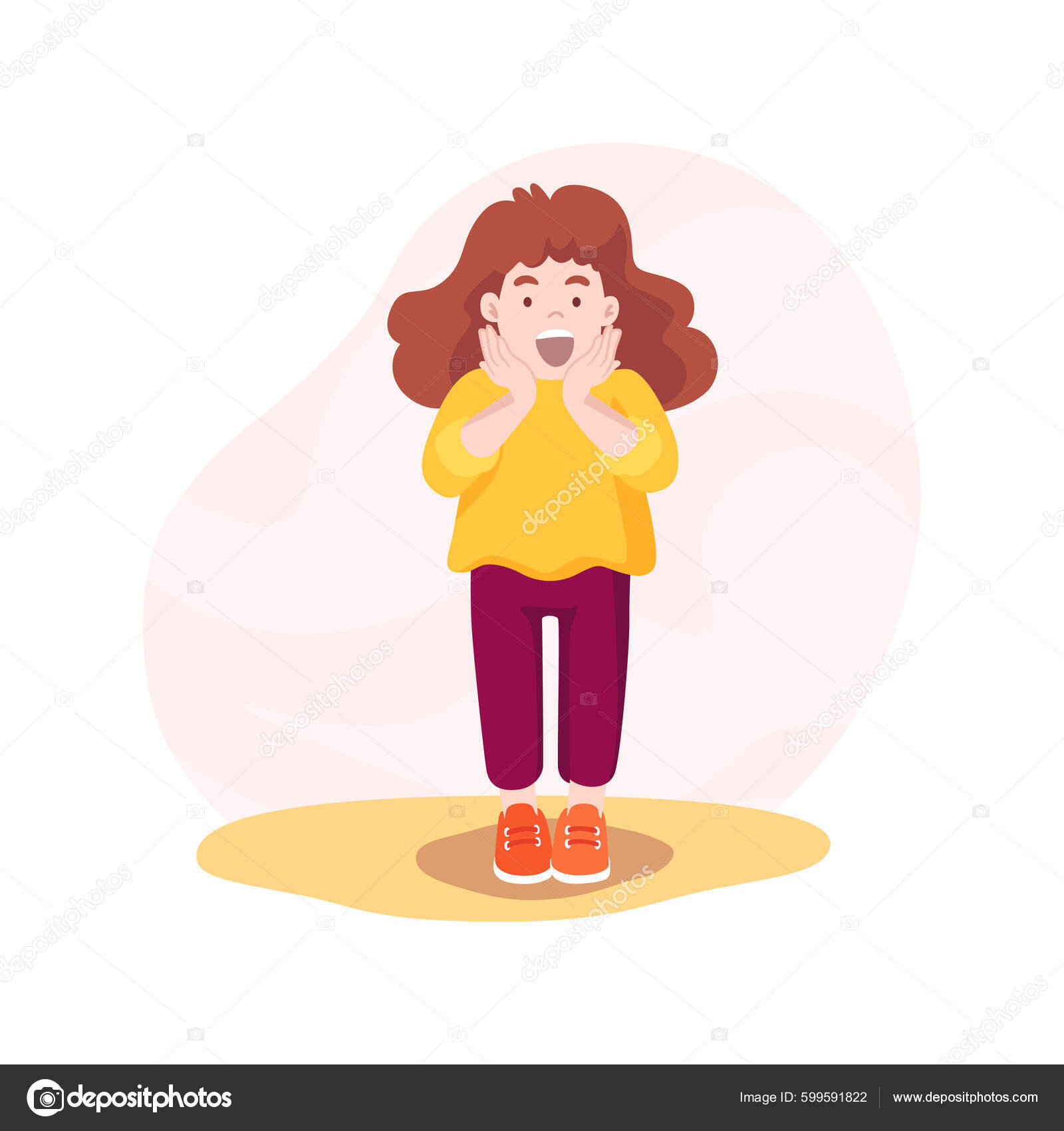 Surprise Isolated Cartoon Vector Illustration Surprised Girl Big Eyes ...