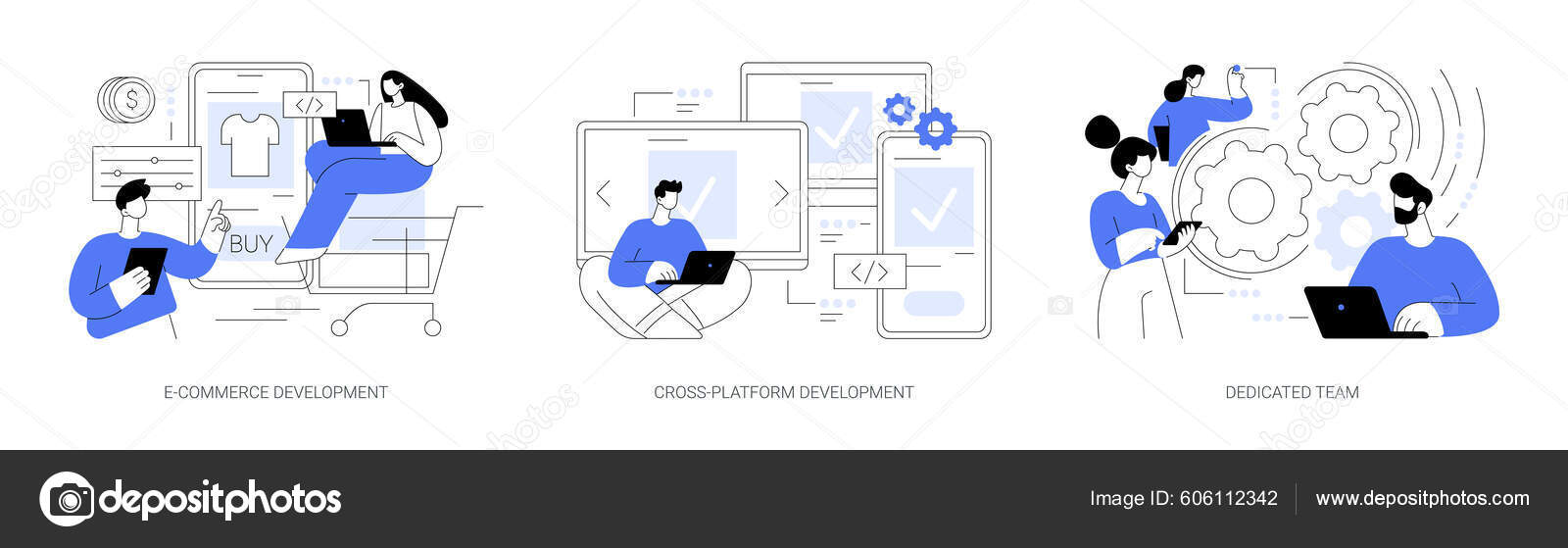 Remote Developers Team Abstract Concept Vector Illustration Set ...