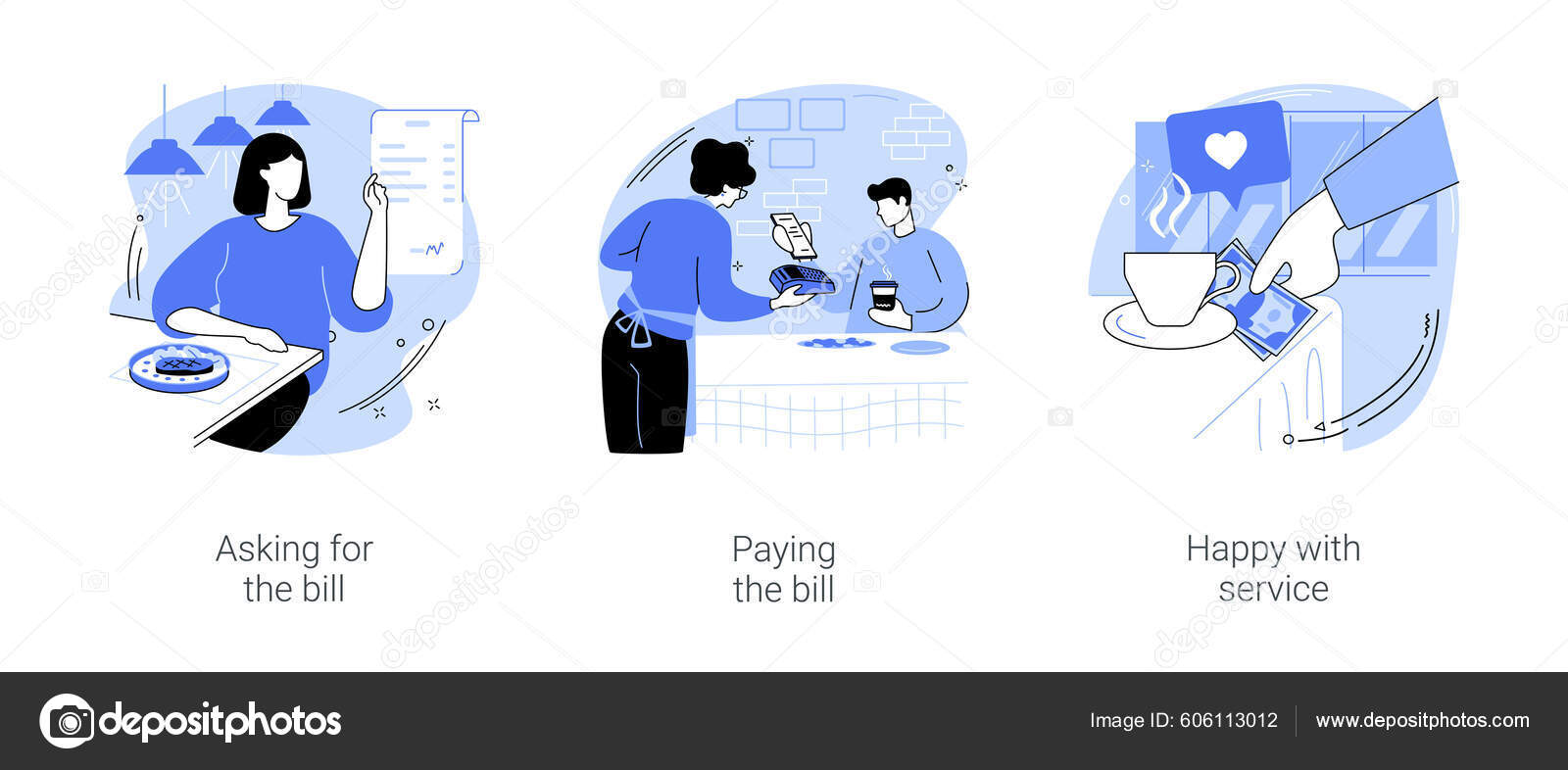 Paying Restaurant Isolated Cartoon Vector Illustrations Set Customer ...