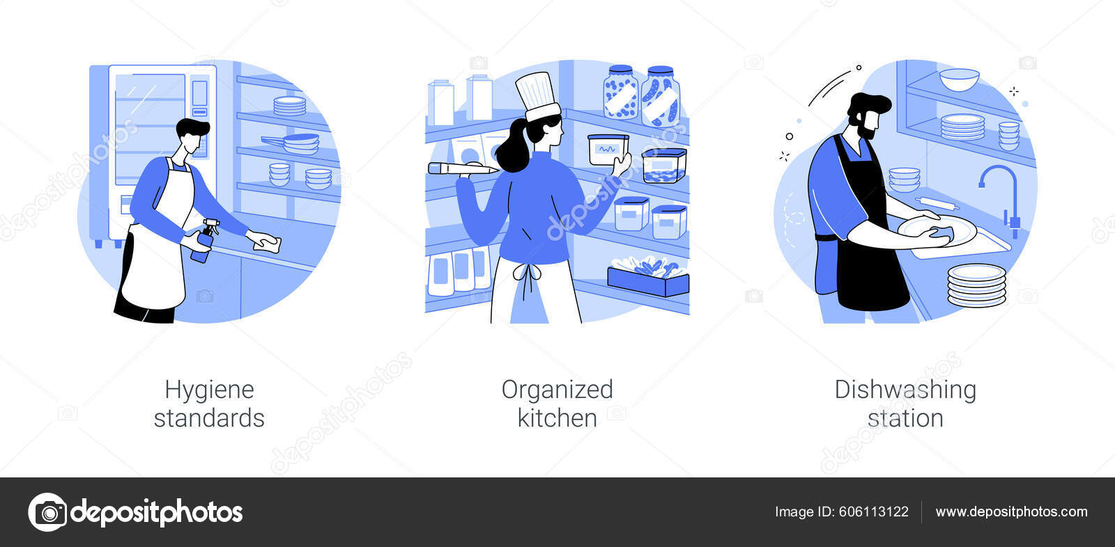 Kitchen Organization Isolated Cartoon Vector Illustrations Set Hygiene ...